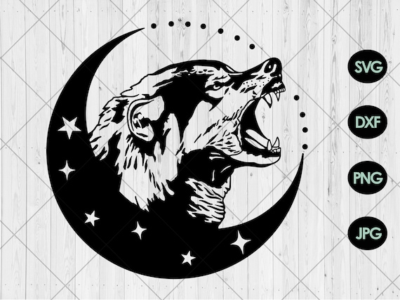Wolf Moon Svg Howling Wolf Svg Dxf Png Jpg Wolf and Moon | Etsy