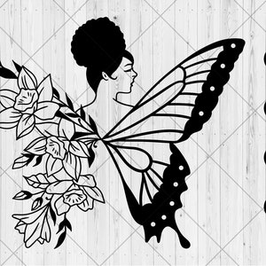 Floral Butterfly Girl Svg Flowers Butterfly Woman Svg Dxf | Etsy