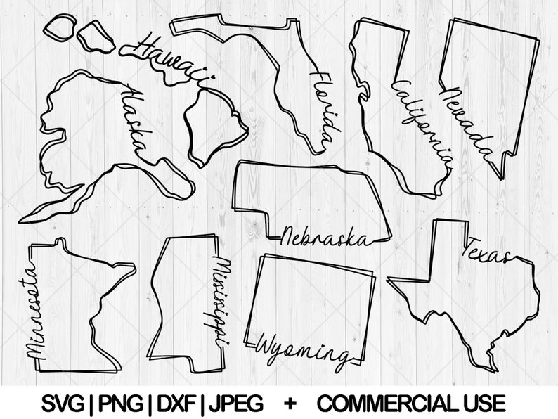 USA Map Svg Bundle, 50 States of America Svg, Dxf, Png, Jpg, America ...