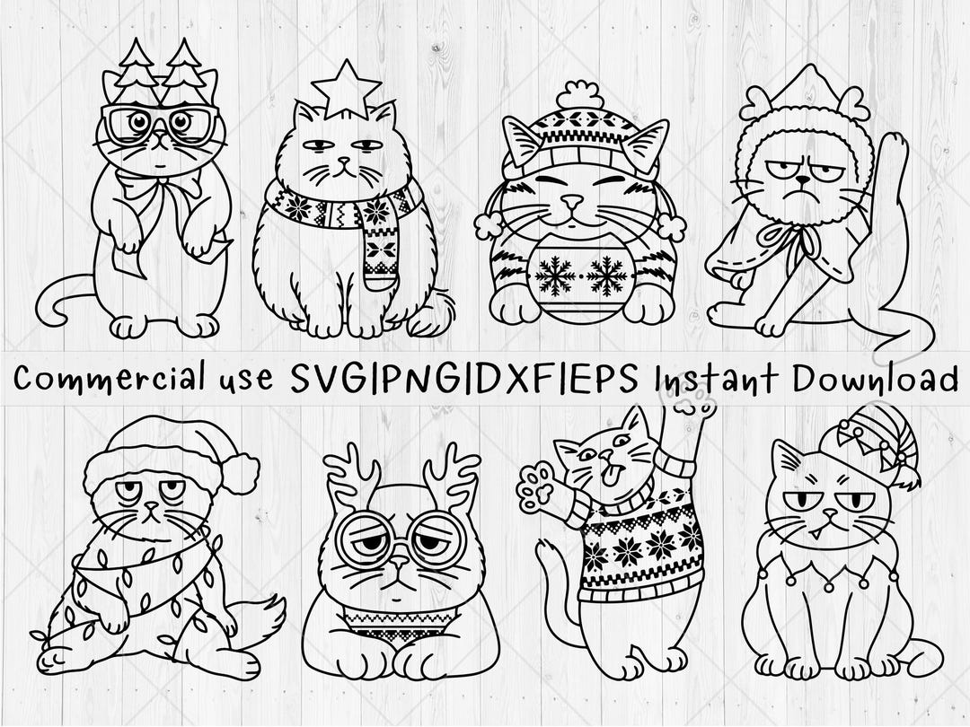 Meowy Christmas Svg Bundle, Funny Cats Meme Svg, Dxf, Png, Eps, Cute ...