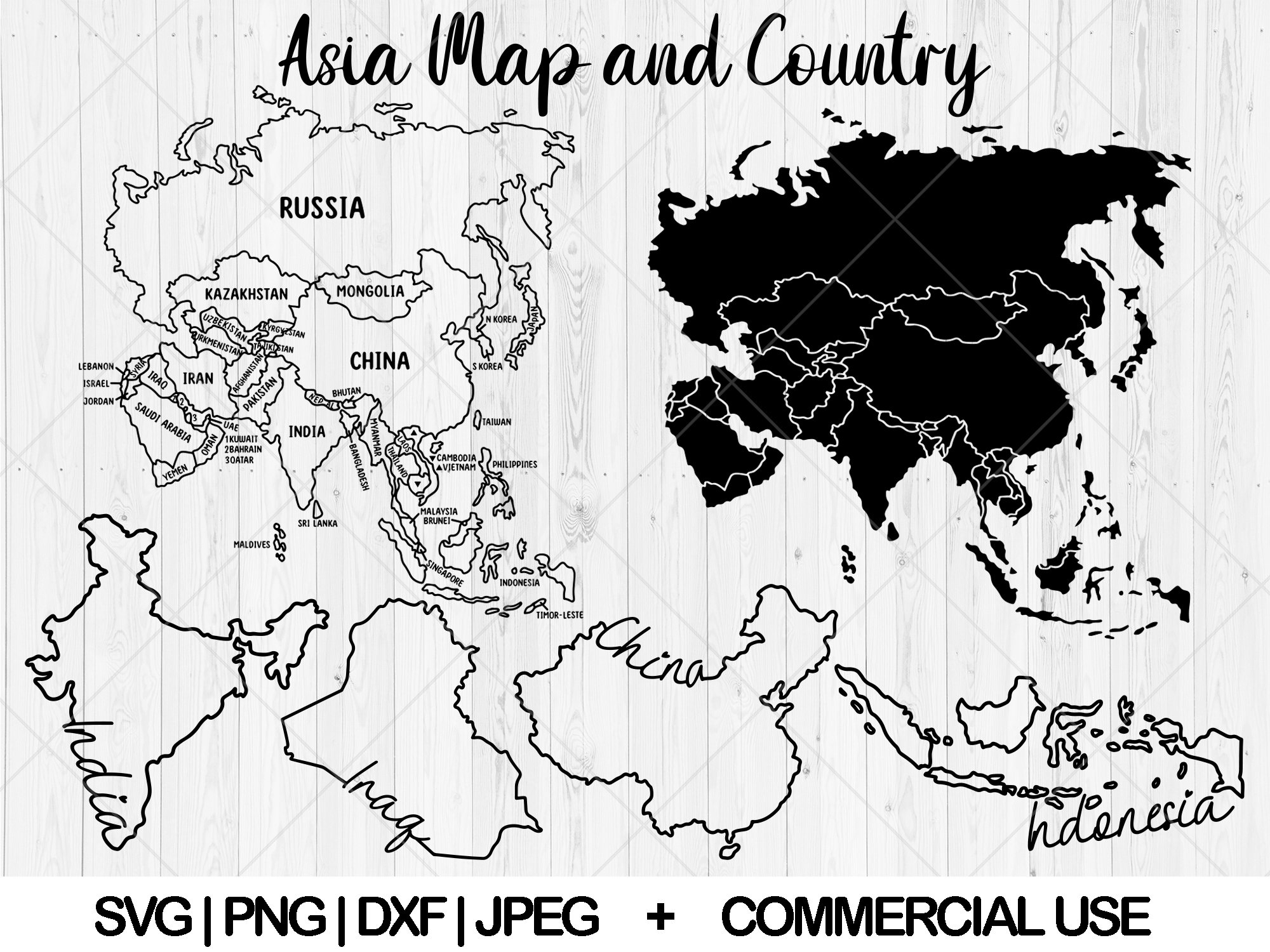 Asien Karte svg, Asien Land svg, dxf, png, jpg, pdf, Verkauf Karte svg ...