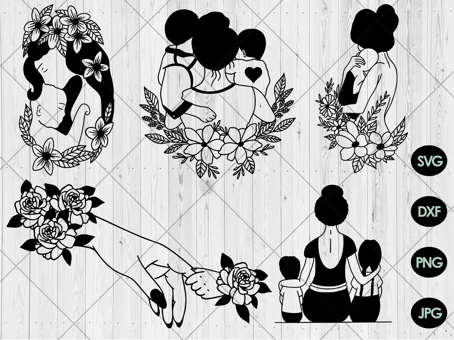 Mom and Child Svg Bundle Mother Hugging Baby Svg Png Pdf - Etsy