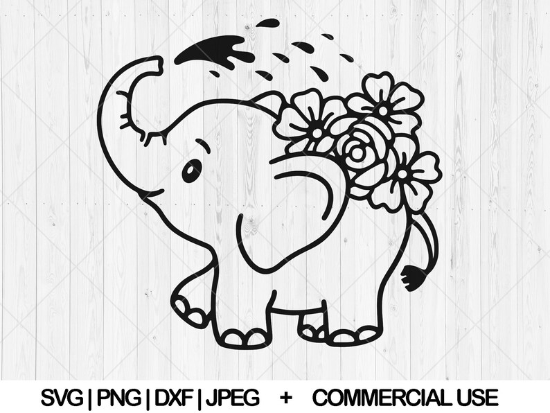 Floral Elephant Svg Baby Elephant Svg Dxf Png Jpg Cute - Etsy