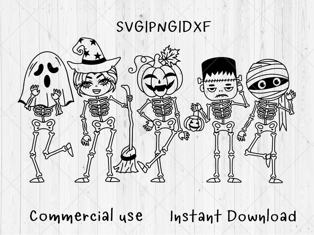 Dancing Skeleton Svg Bundle, Skeleton Friends Svg, Png, Dxf, Funny ...