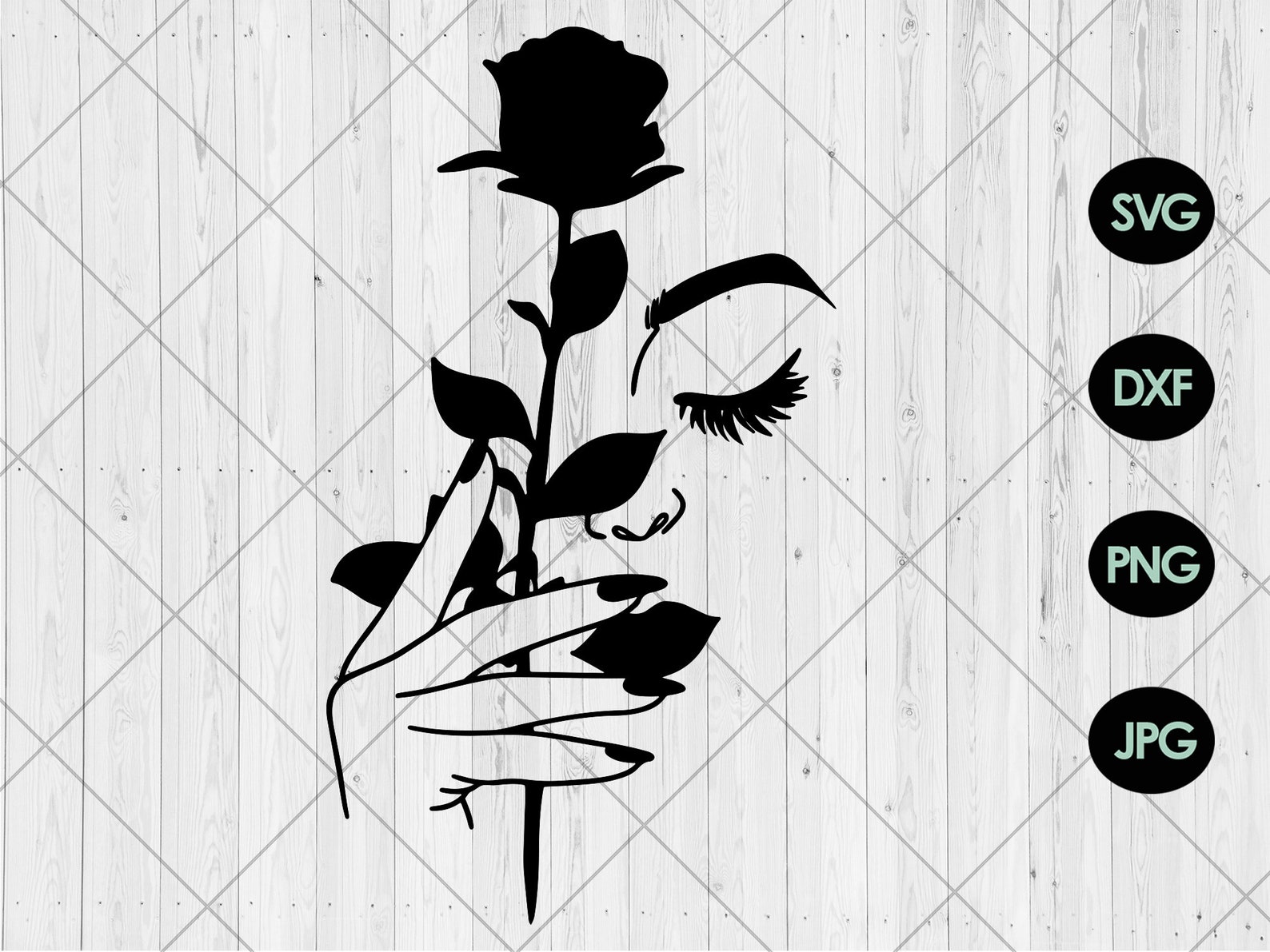 Rose Face Svg, Woman Face With Rose Svg, Dxf, Png, Jpg, Girl Hand ...