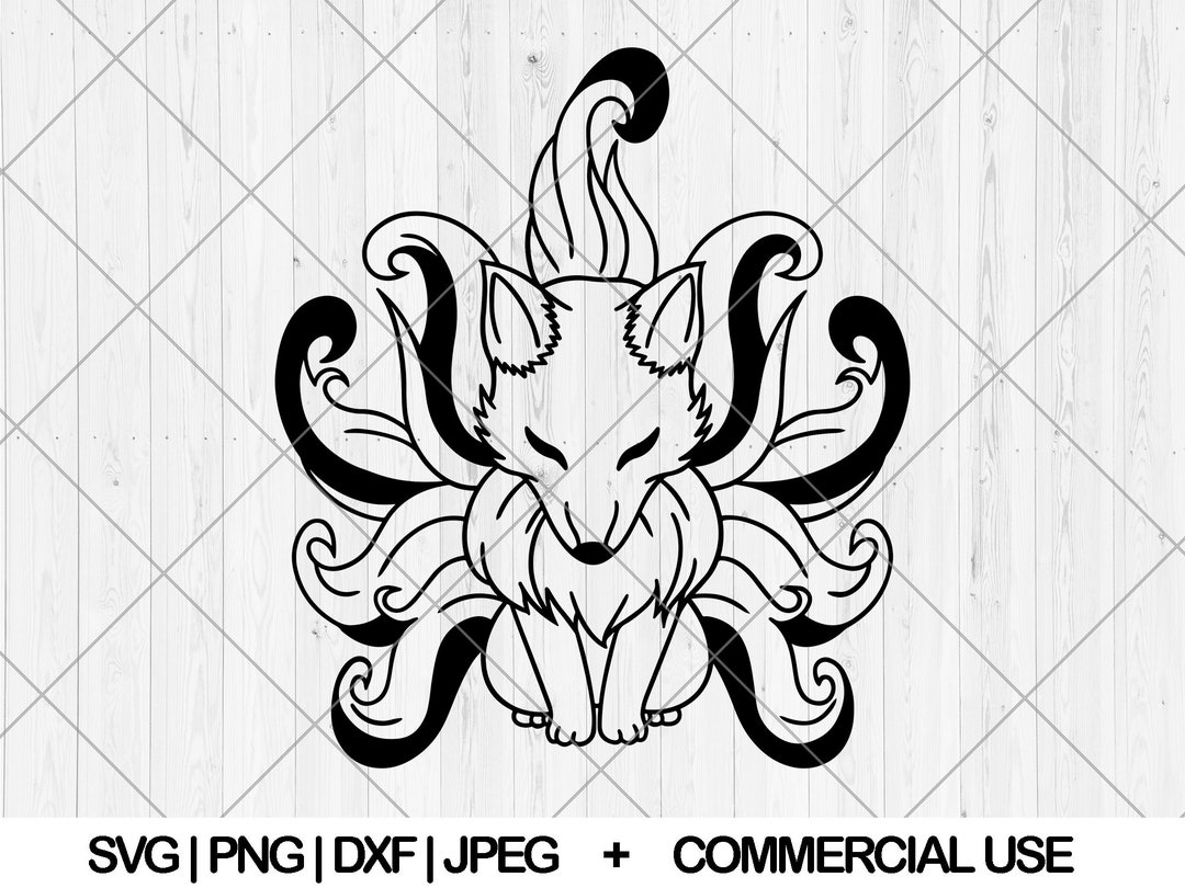 9 Tail Fox Svg, Kitsune Svg, Dxf, Png, Jpg, Nine Tailed Fox Svg, Cute ...