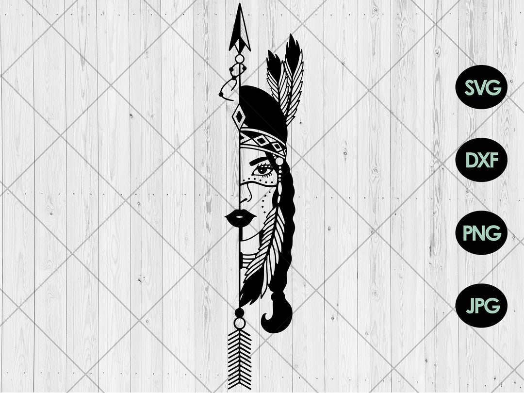Native American Woman Svg, Arrow Native American Girl Svg, Png, Dxf ...