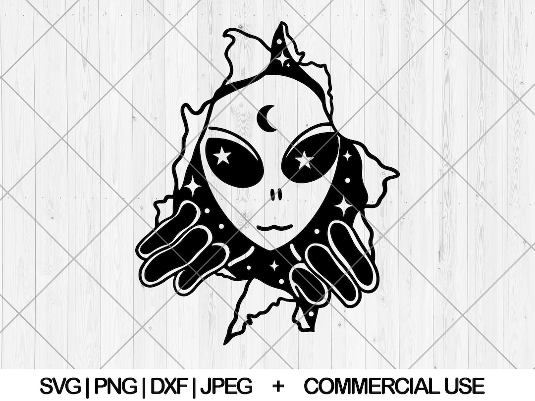 Alien Coming Out of Wall Svg, Cool Alien Svg, Png, Dxf, Jpg, Funny Cute ...