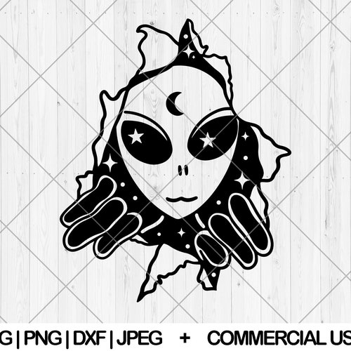 Alien Coming Out of Wall Svg Cool Alien Svg Png Dxf Jpg - Etsy