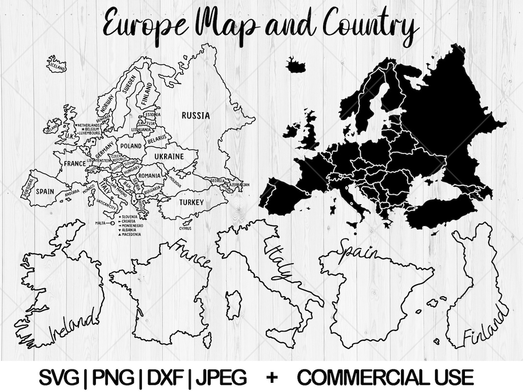 Europe Map Svg, Europe Country Svg, Dxf, Png, Jpg, Pdf, Sale Map Svg ...