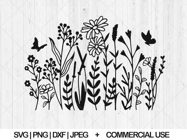 Wildflower Svg Bundle Flower Meadow Svg Dxf Png Jpg - Etsy