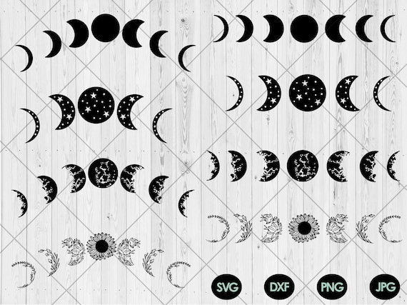 Moon Phase Svg Bundle Moon Phase With Star Svgdxfpngjpg - Etsy