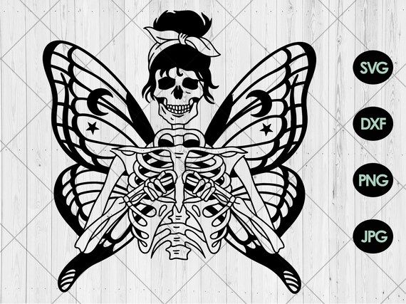Skeleton Butterfly Svg Fairy Skeleton Svg Dxf Png Jpg - Etsy