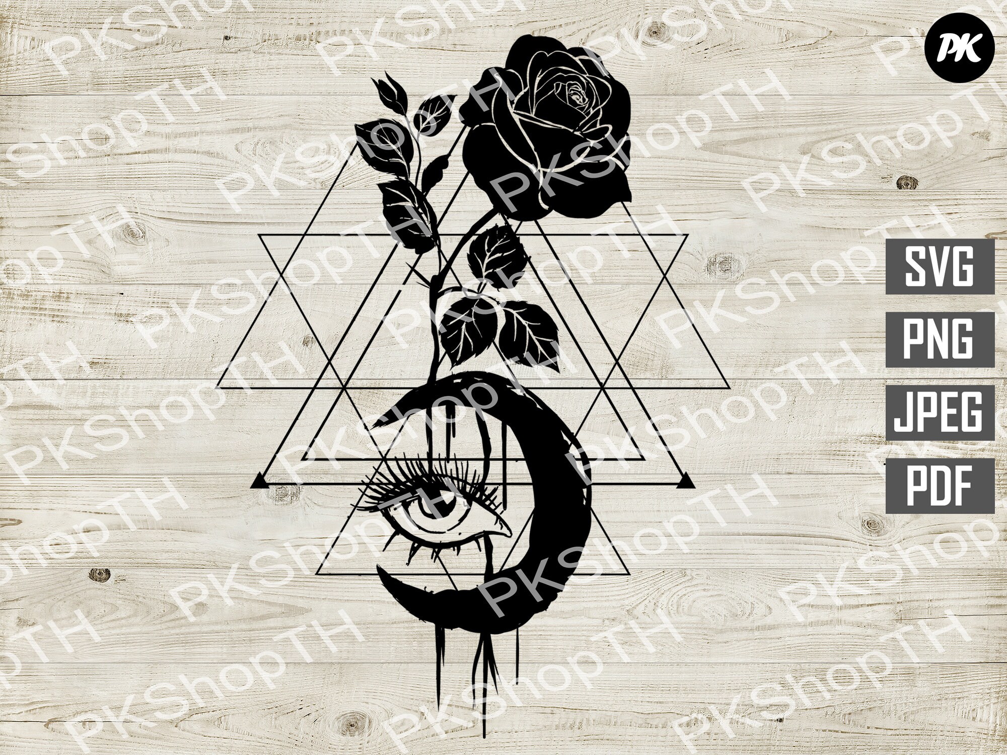 Moon rose svg Eye moon svg png pdf jpg Geometric moon | Etsy