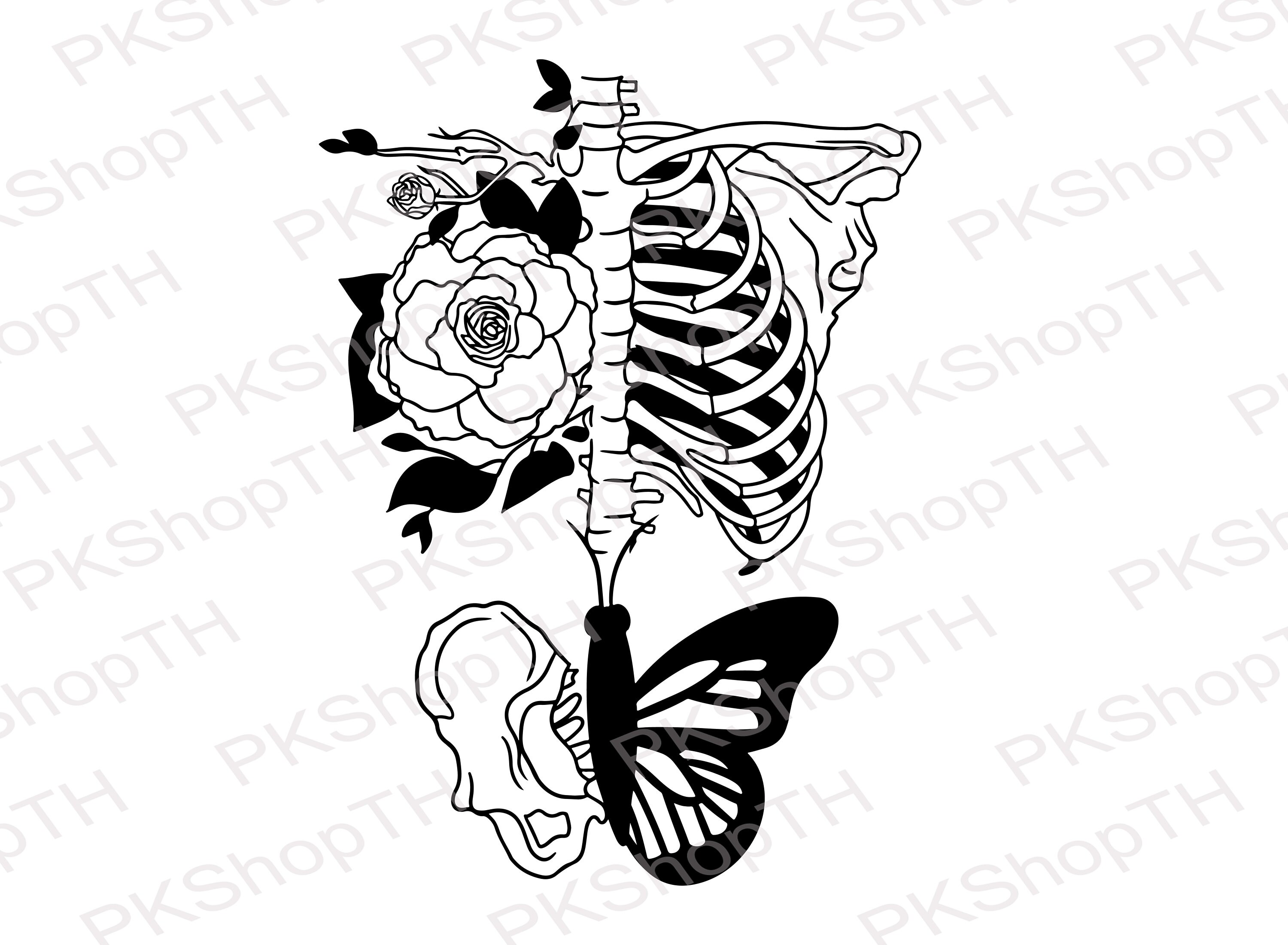 Floral skeleton butterfly svg Skeleton with flower and | Etsy