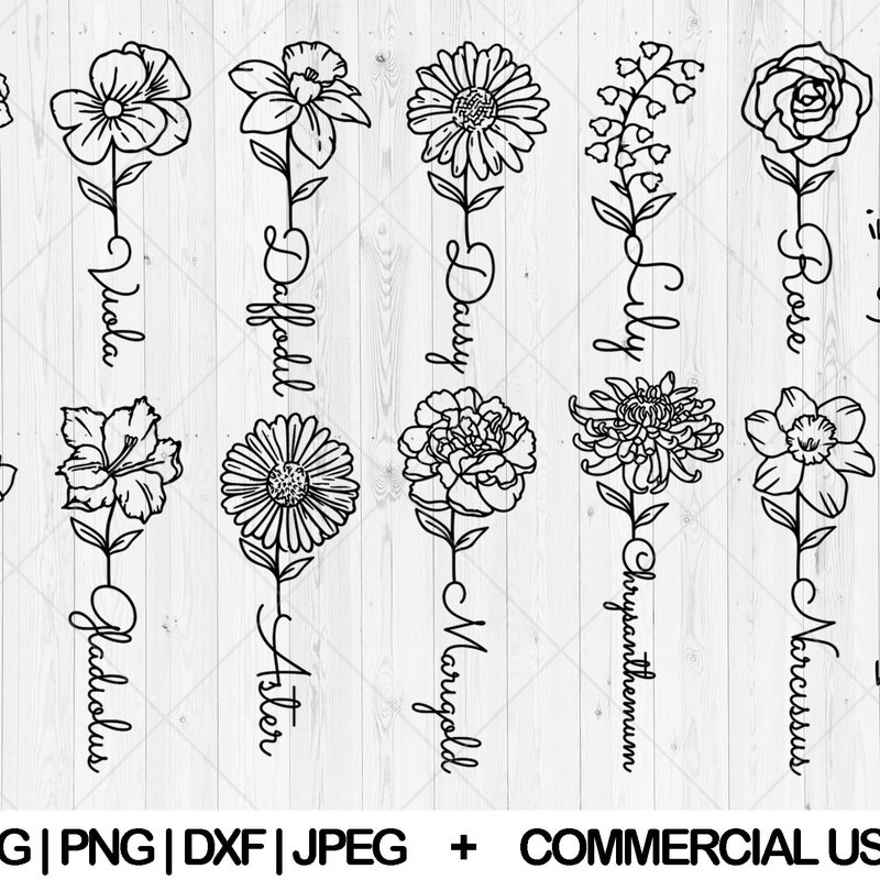 Name on Flowers Svg - Etsy