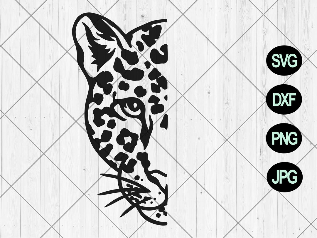 Leopard Face Svg, Leopard Head Svg, Dxf, Png, Jpg, Leopard Half Face ...