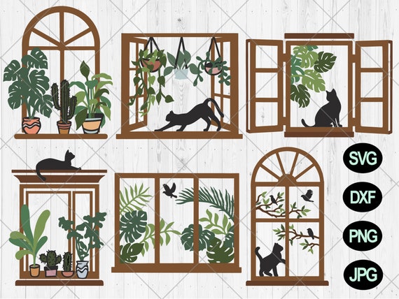 Window Scene Svg Bundle Window Frame Svg Dxf Png Jpg Cat - Etsy