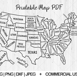 USA Map Svg Bundle, 50 States of America Svg, Dxf, Png, Jpg, America ...