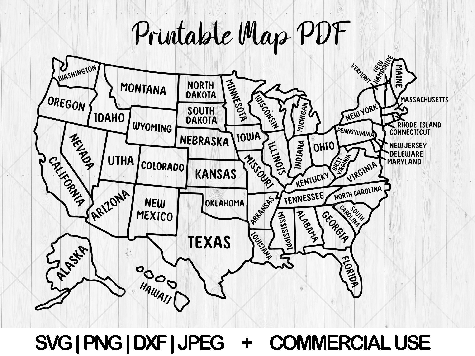 USA Map Svg Bundle, 50 States of America Svg, Dxf, Png, Jpg, America ...
