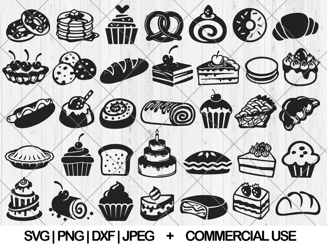 Bakery Dessert Svg Bundle, Cupcake Svg, Png, Dxf, Jpg, Cute Cake Svg ...