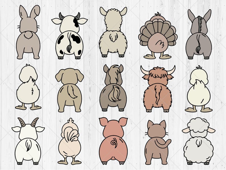 Farm Animals Butt Svg Bundle, Funny Farm Animals Svg, Png, Dxf, Eps ...