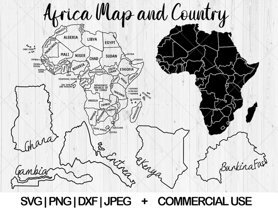 Africa Map Svg, Africa Country Svg, Dxf, Png, Jpg, Pdf, Sale Map Svg, Printable Map, Travel Map ...