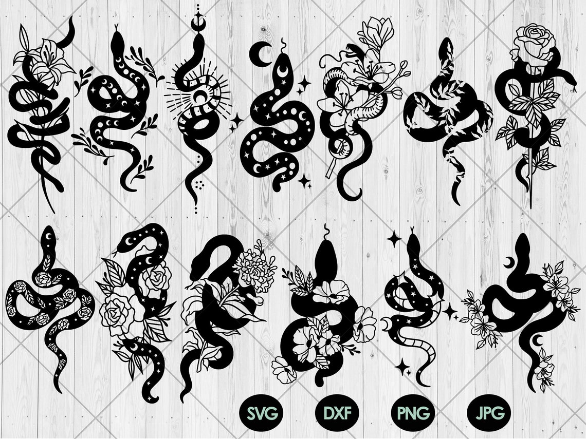 14 Snake Svg Bundle Floral Snake Svg Png Dxf Jpg - Etsy