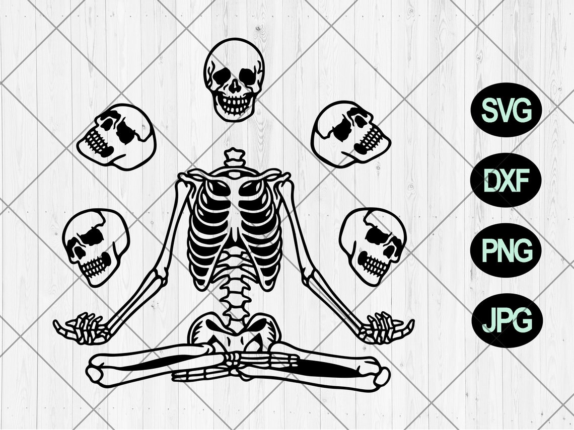 Skeleton Meditation Svg Funny Skeleton Svgdxfpngjpg - Etsy
