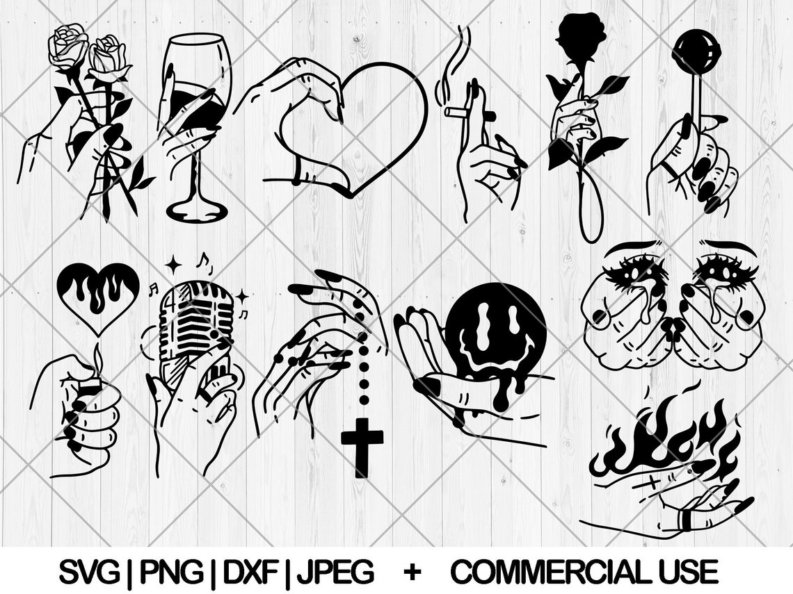 Aesthetic Hand Svg Bundle Woman Hands Svg Dxf Png Jpg - Etsy