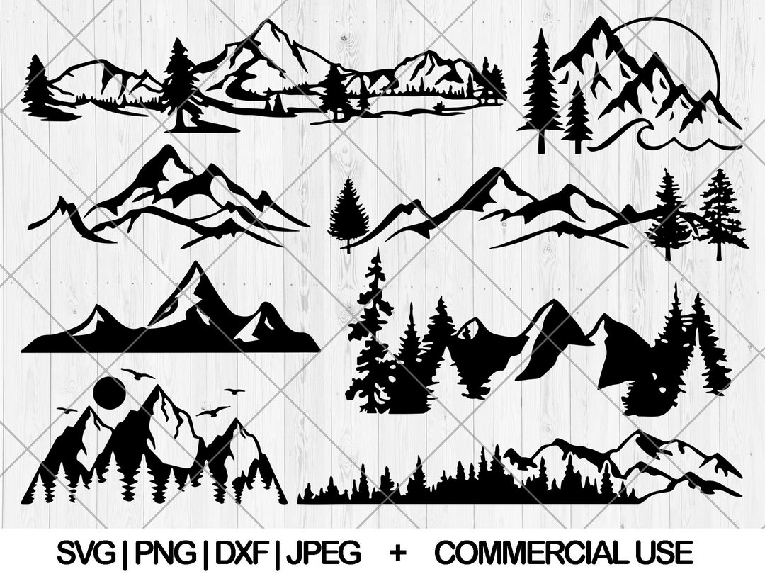 Mountain Scene Svg, Mountain Svg Bundle, Mountain Forest Svg, Mountain ...