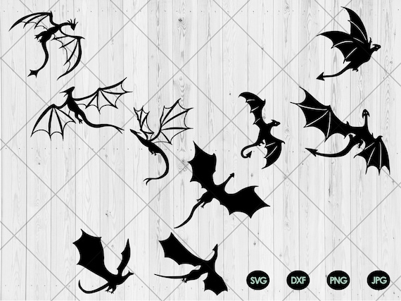 Flying dragons svg bundle Dragon svg png dxf jpg Little | Etsy