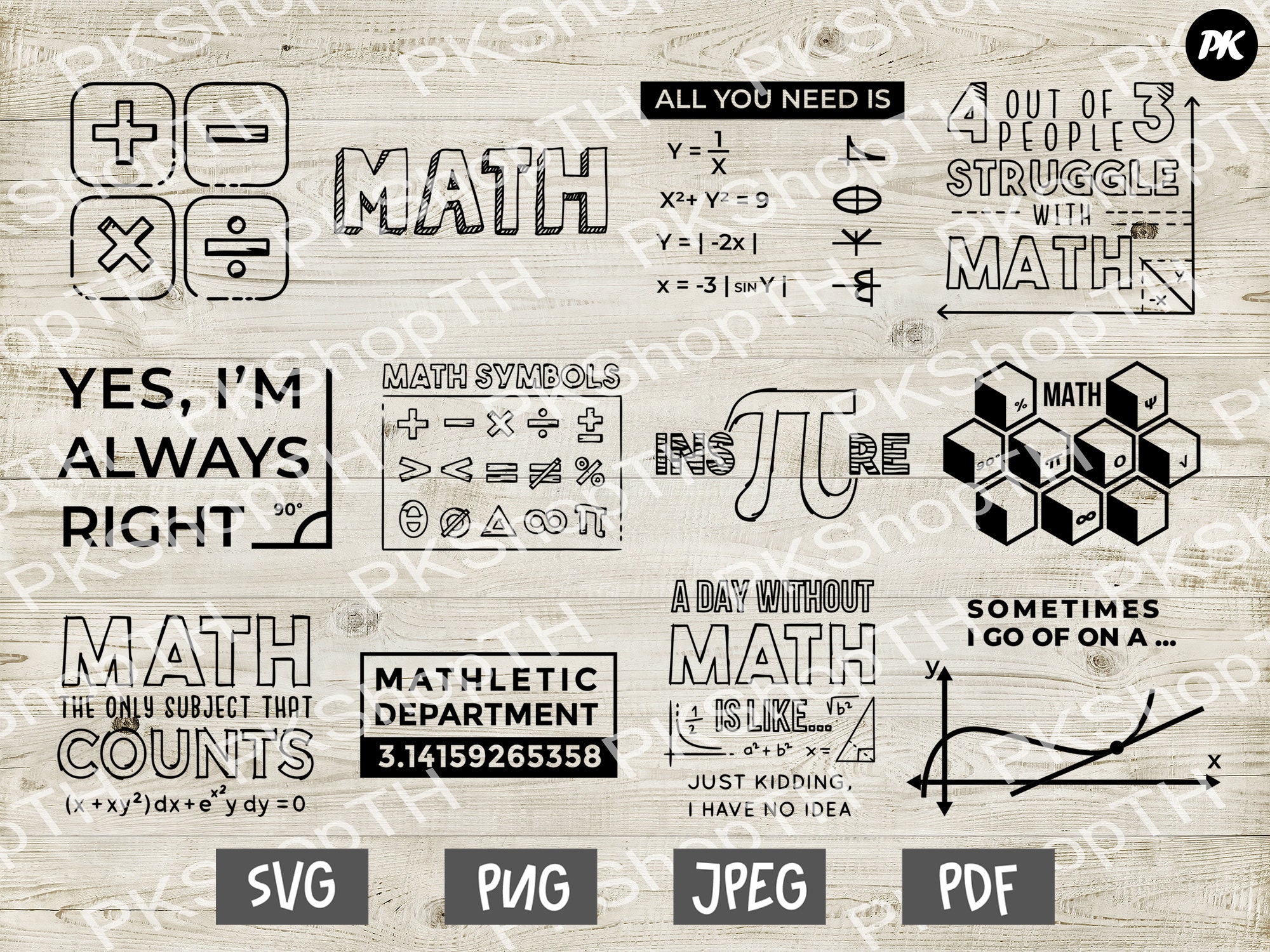 Wiskunde svg bundel Funny Math zeggen svg png pdf jpg | Etsy
