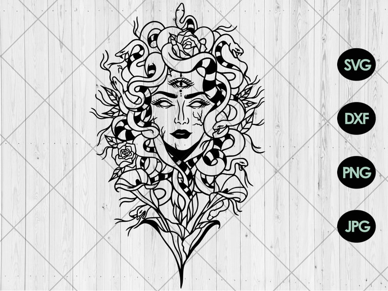 Medusa Svg Floral Medusa Head Svg Dxf Png Jpg Medusa Head | Etsy