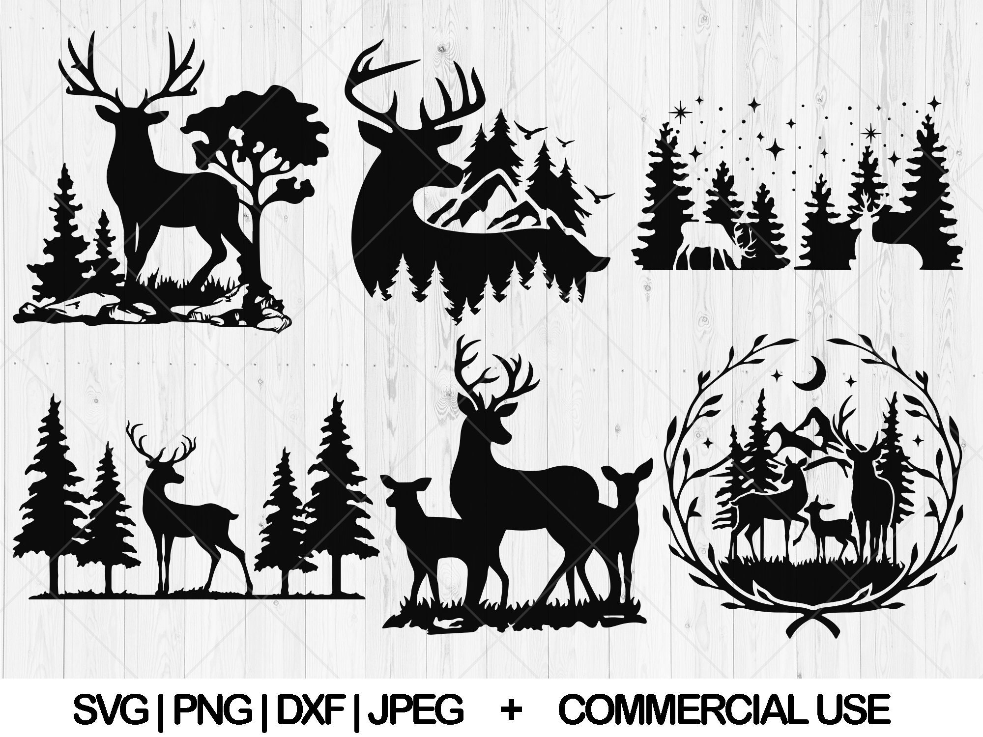 Forest Deer Svg Bundle Deer Scene Svg Dxf Png Jpg Deer - Etsy Canada