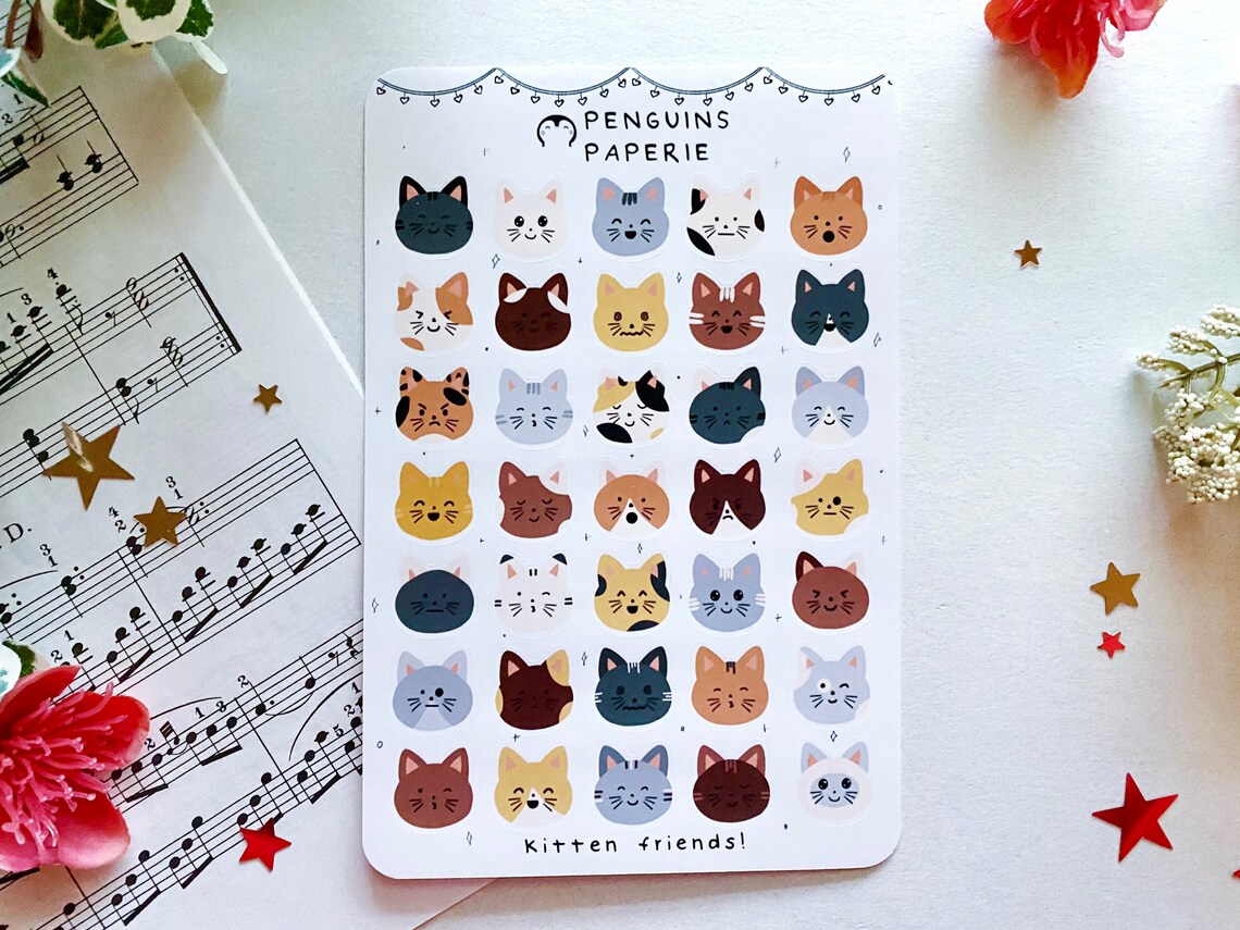 Kitten Friends Sticker Sheet Cute and Kawaii Stickers for - Etsy