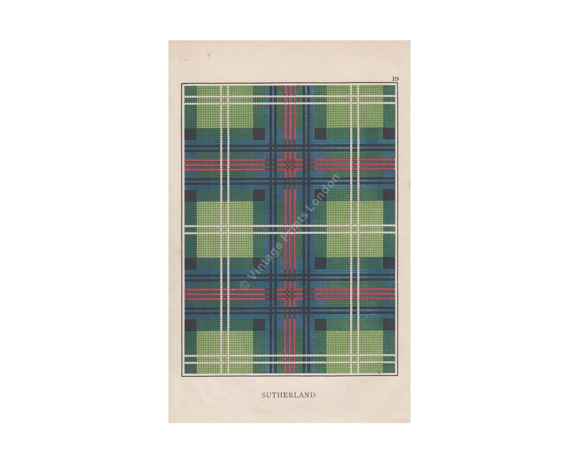 1884 Scottish Family Sutherland Clan Tartan | Etsy