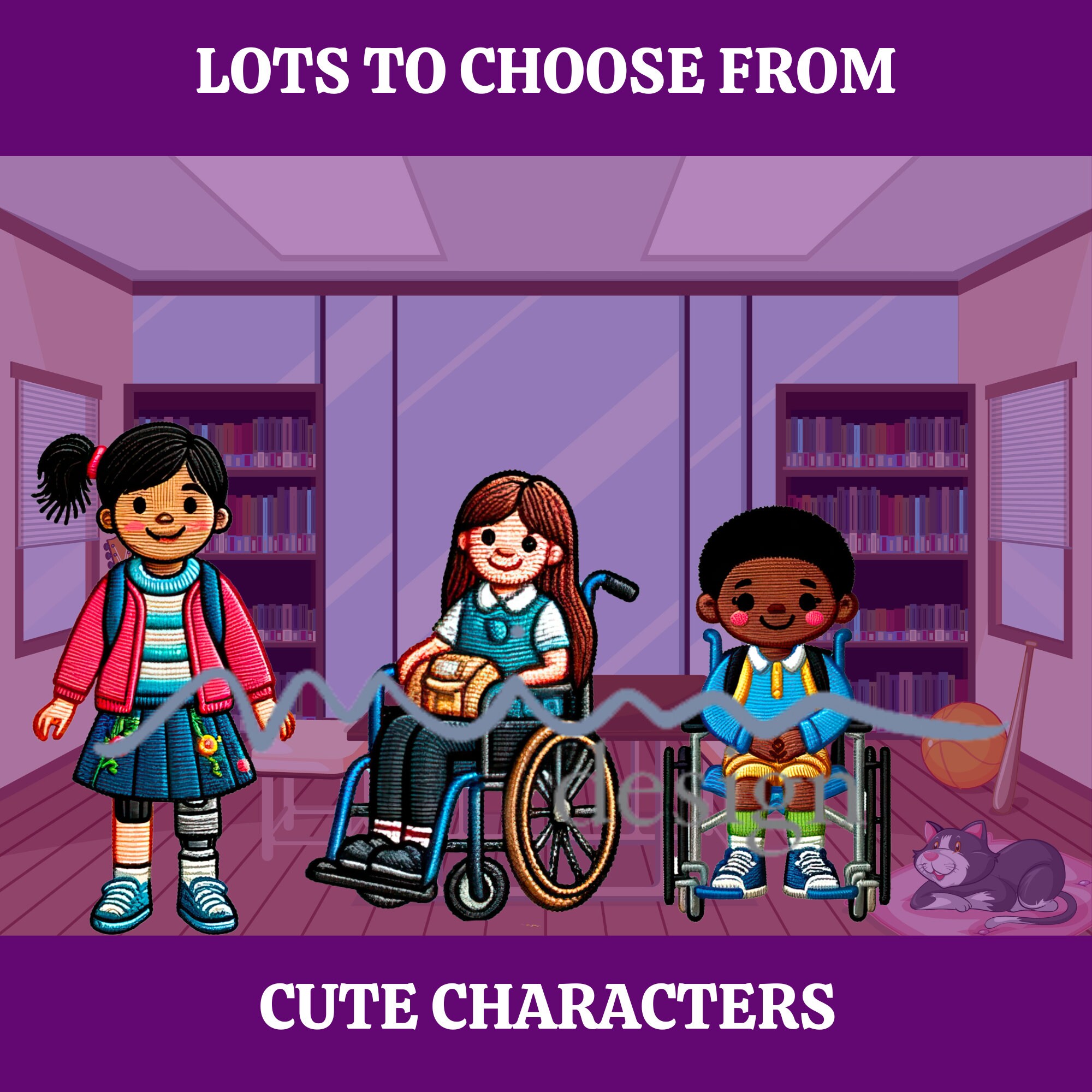 18 Embroidery-style Clip Art of Differently-abled School Children ...