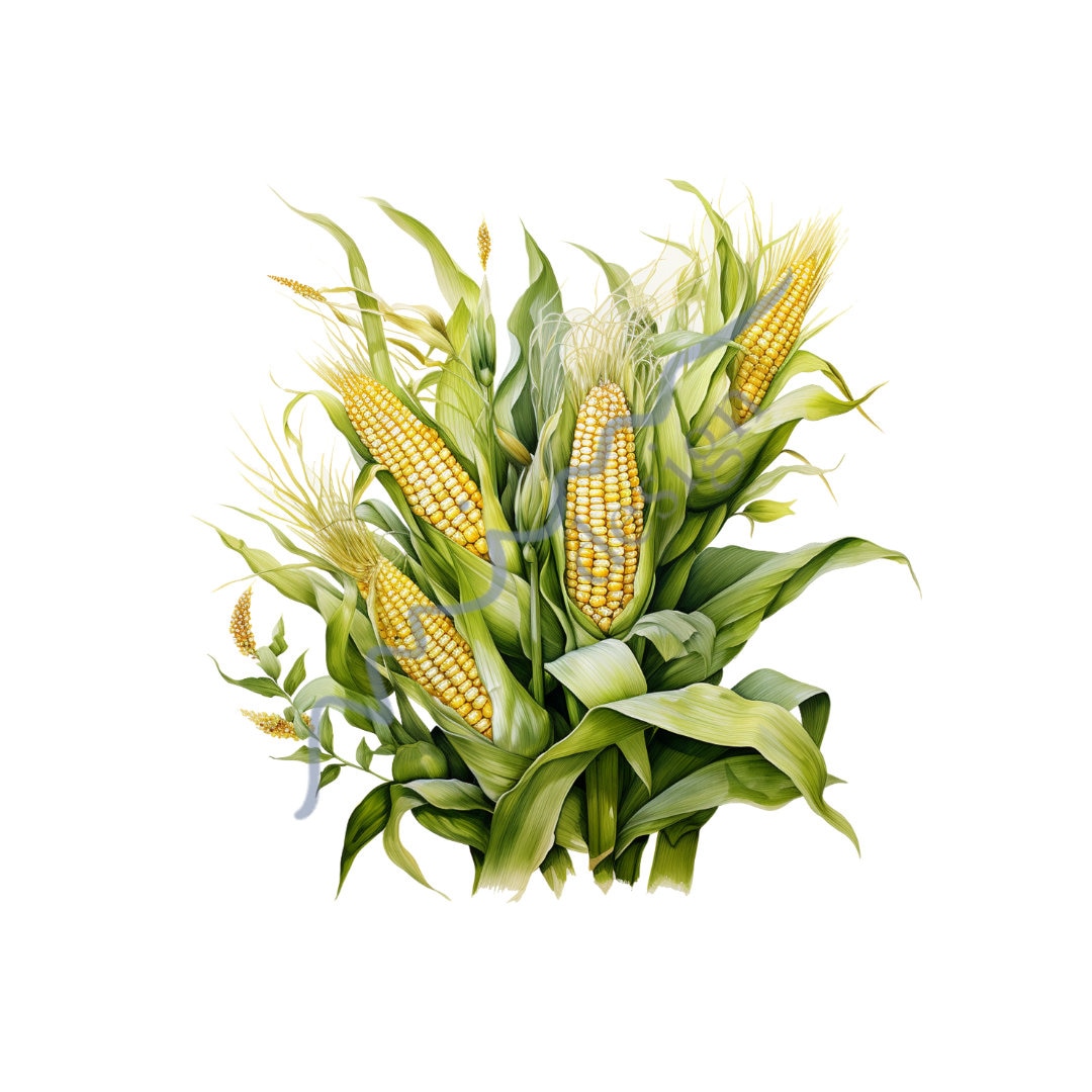 Watercolor Corn Clip Art - Farm-themed Art, Corn Illustration ...