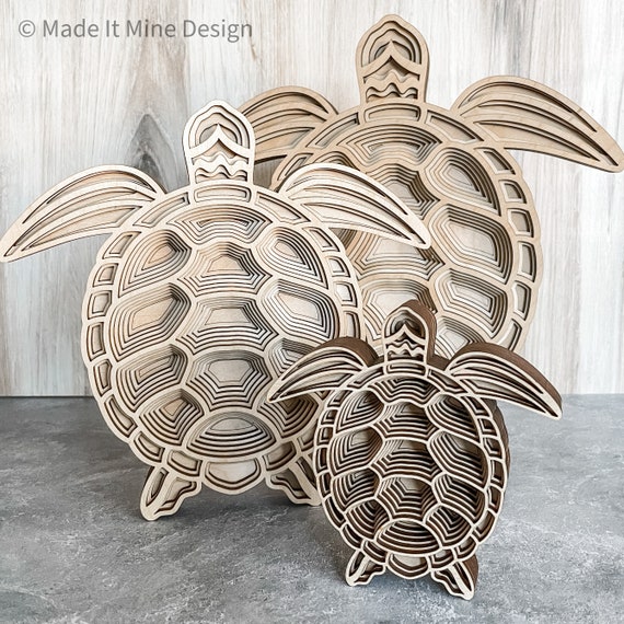 Set of Three Dimensional Turtles SVG Digital Files | Etsy
