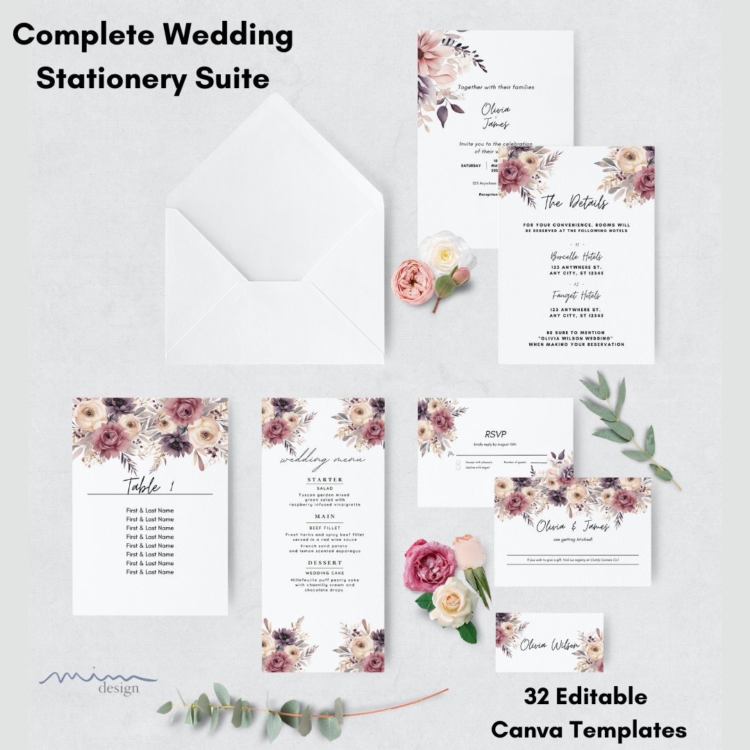 Complete Wedding Kit - Printable Wedding Planner & Stationery Template ...