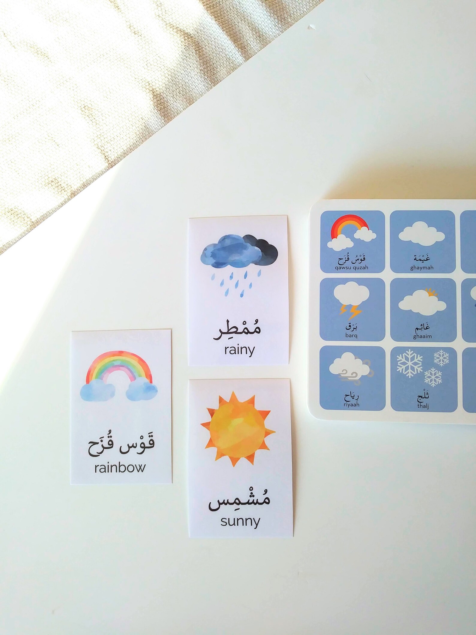 Arabic Weather Cards - Atmosphere Flashcards - Common Arabic Words ...