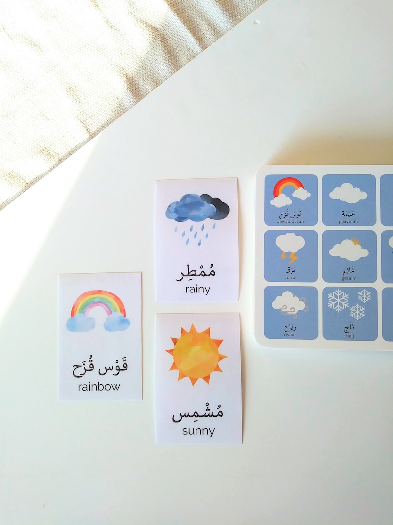 Arabic Weather Cards - Atmosphere Flashcards - Common Arabic Words ...