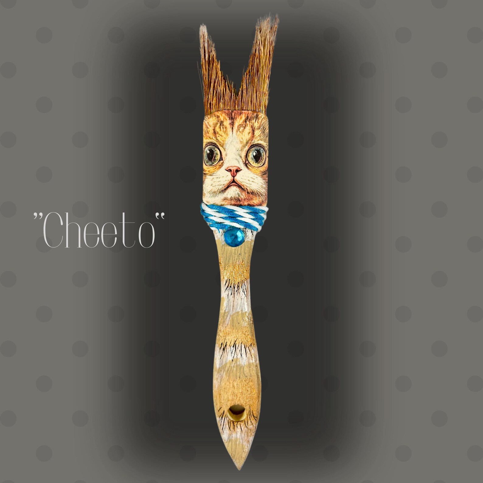 Vintage Cat Face Repurposed Paintbrush Art: Whimsical Kitty Decor - Etsy