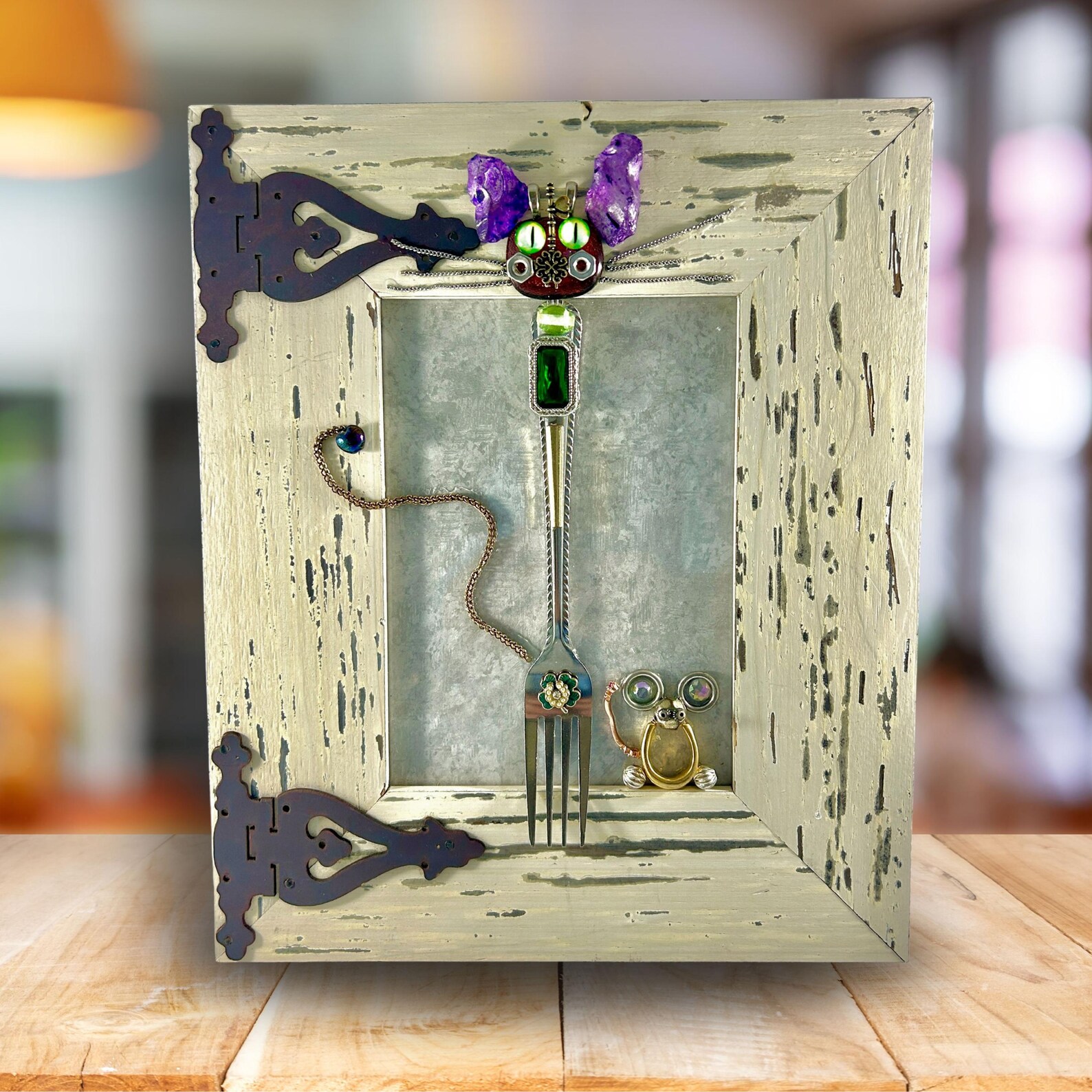 Mixed Media Cat Art: Assemblage Kitty Decor, Upcycled Silverware - Etsy