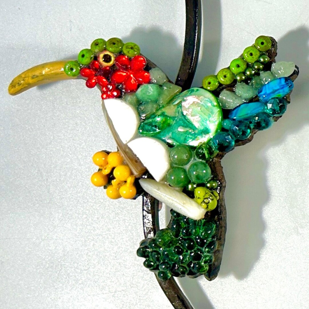 Hummingbird Art,hummingbird Decor,hummingbird,beaded Hummingbird,garden ...
