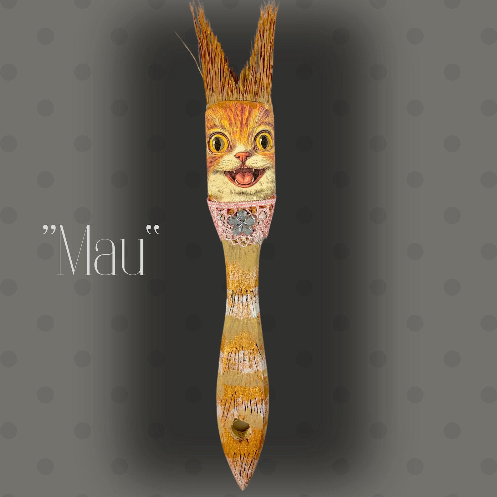 Vintage Cat Face Repurposed Paintbrush Art: Whimsical Kitty Decor - Etsy