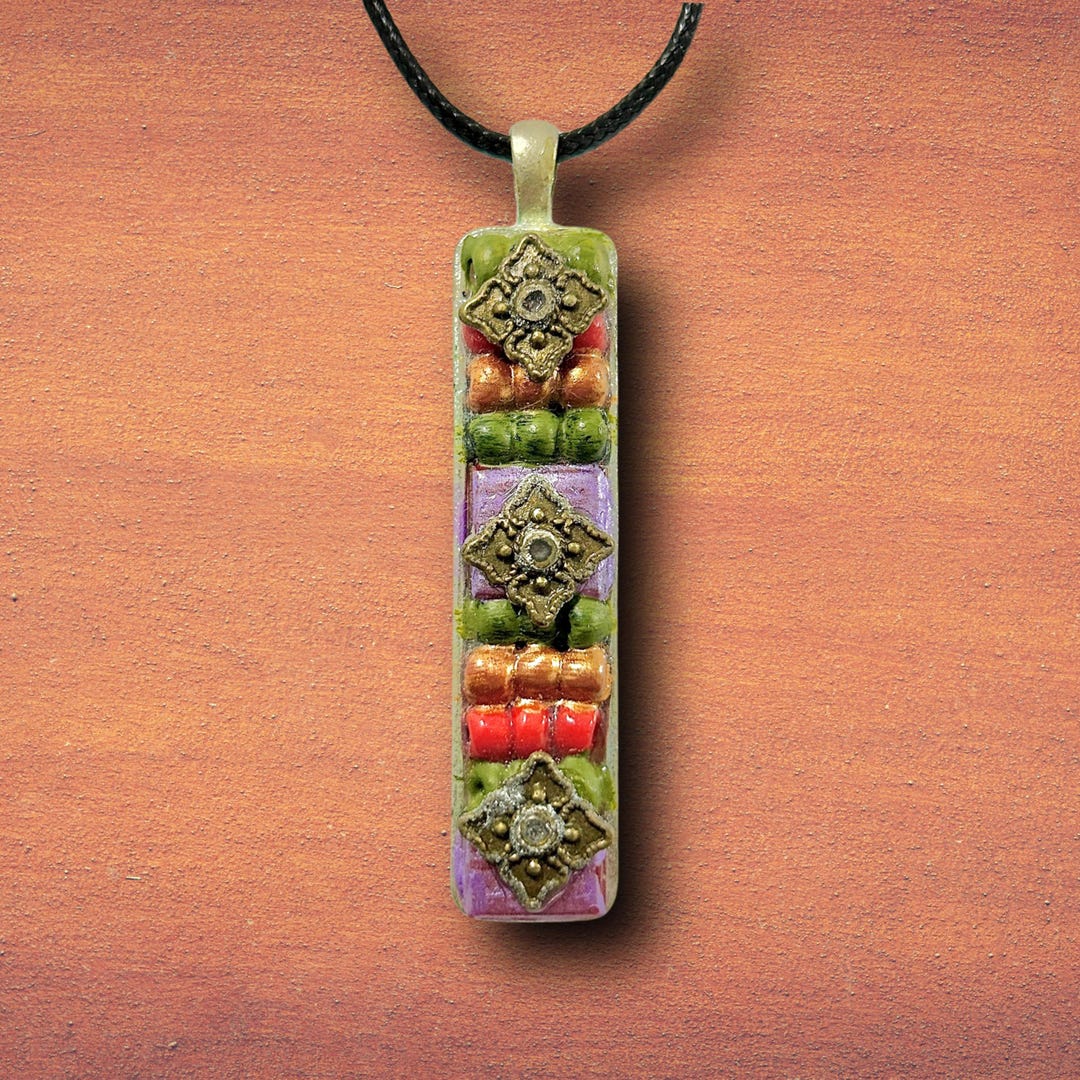 Handmade Mosaic Pendant Necklace: Beaded Glass Tile Jewelry - Etsy