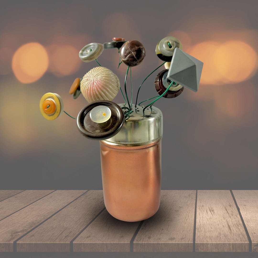 Button Art,button Bouquet,vintage Button Art,vintage Button Bouquet ...