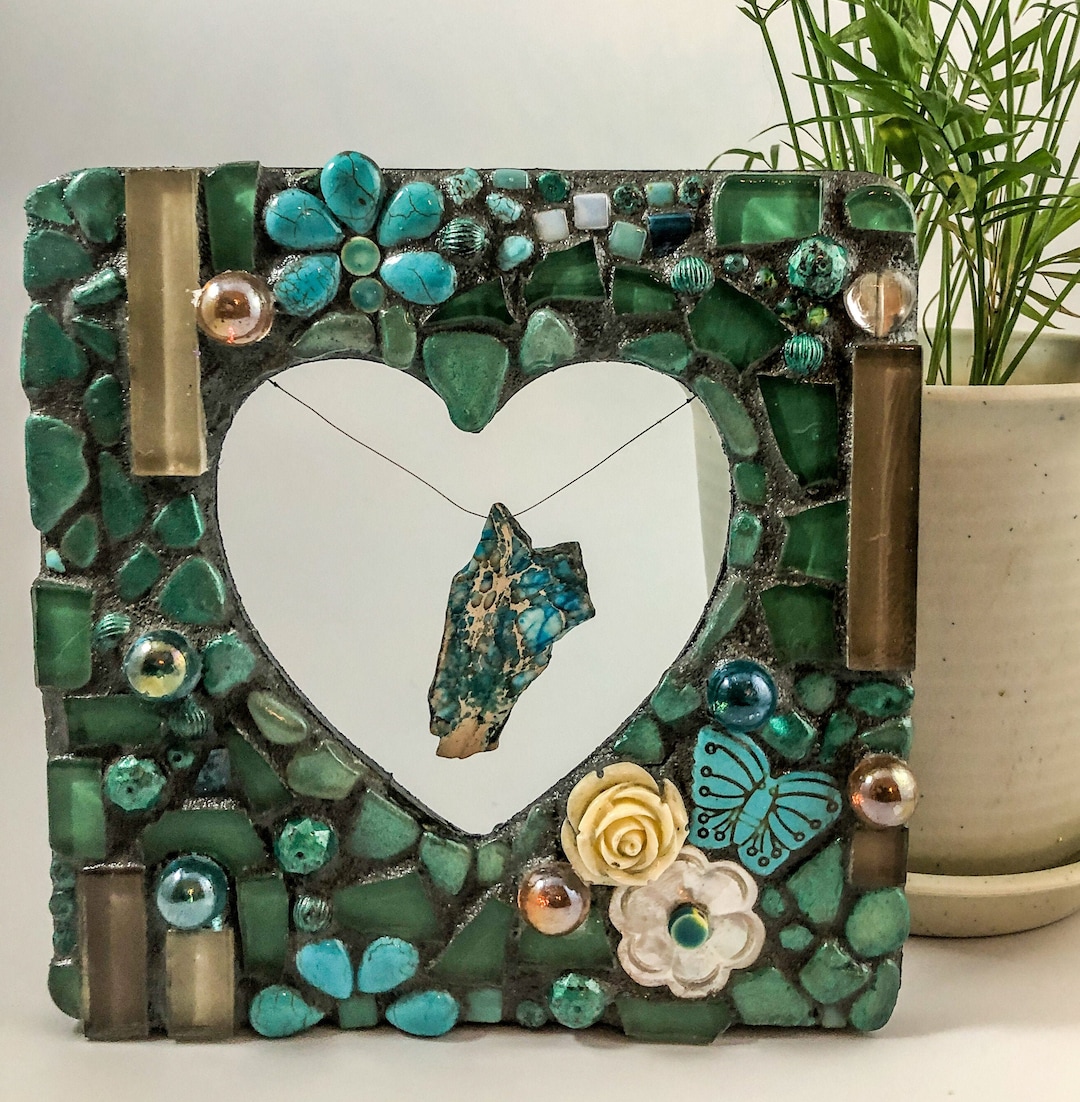 Mosaic Frame,heart Frame,mosaic,love,heart Decor,heart Gift,bead Art ...